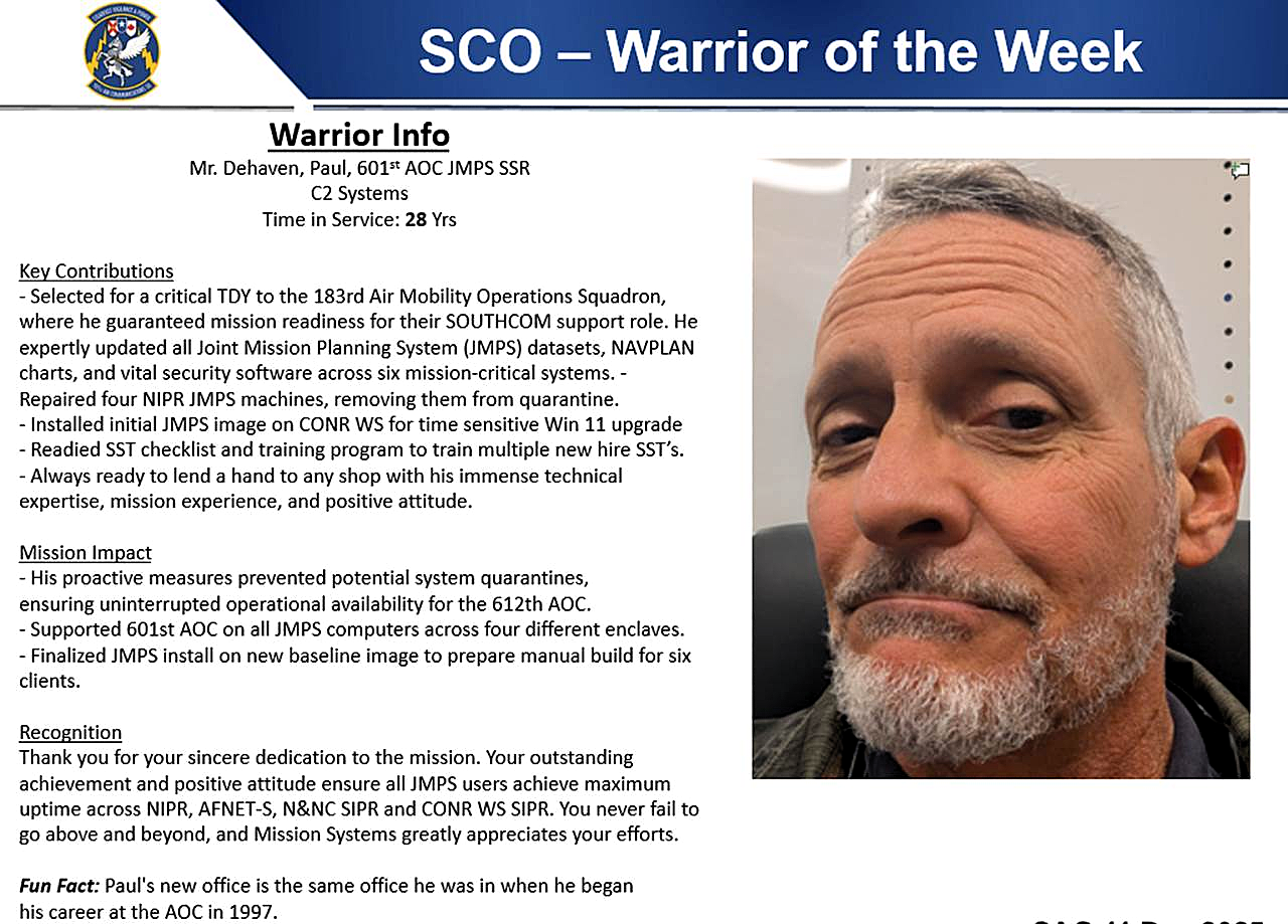 Summit Technologies - Employee Spotlight - SCO Warrior of the Week